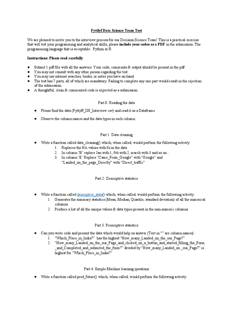 Fyttlyf Data Science Team Test | PDF | Statistics | Regression Analysis Fyttlyf Data Science Team Test | PDF | Statistics | Regression Analysis