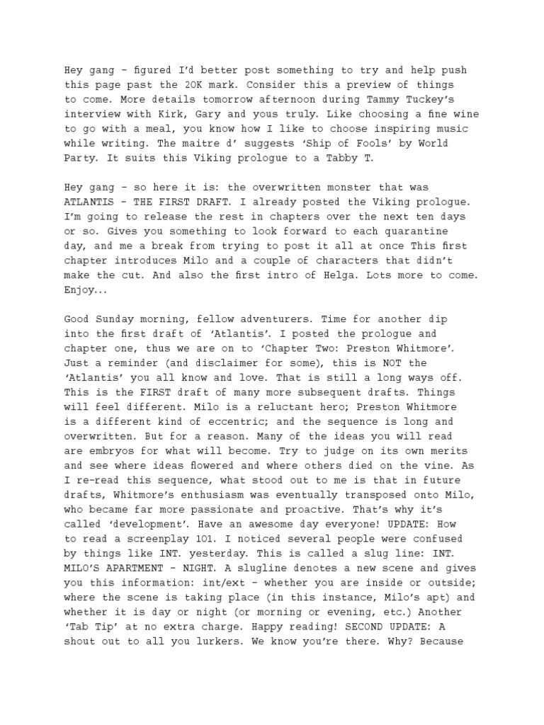 Atlantis Script 1 First Draft | PDF