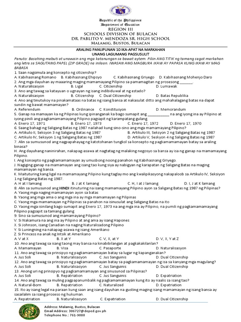 Q4 Summative 1 | PDF