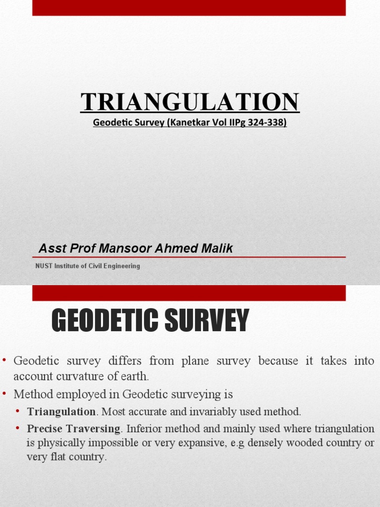 Lec 2 - Triangulation Updated | PDF | Surveying | Geodesy Lec 2 - Triangulation Updated | PDF | Surveying | Geodesy