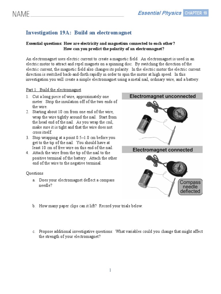 Electromagnets Assignment | PDF | Electric Current | Wire
