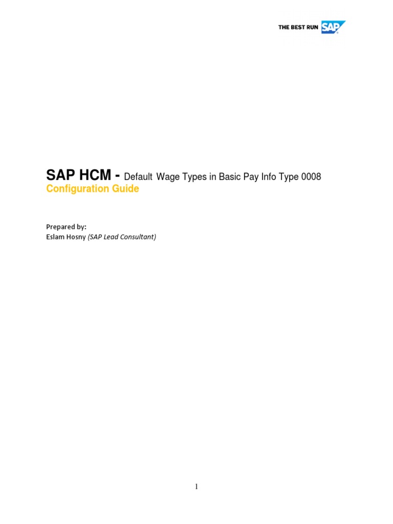 SAP HCM - Default Wage Types - Info Type 0008 | PDF | Information Technology Management ...