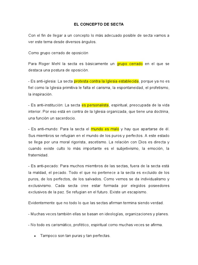 Concepto y Características de las Sectas | PDF