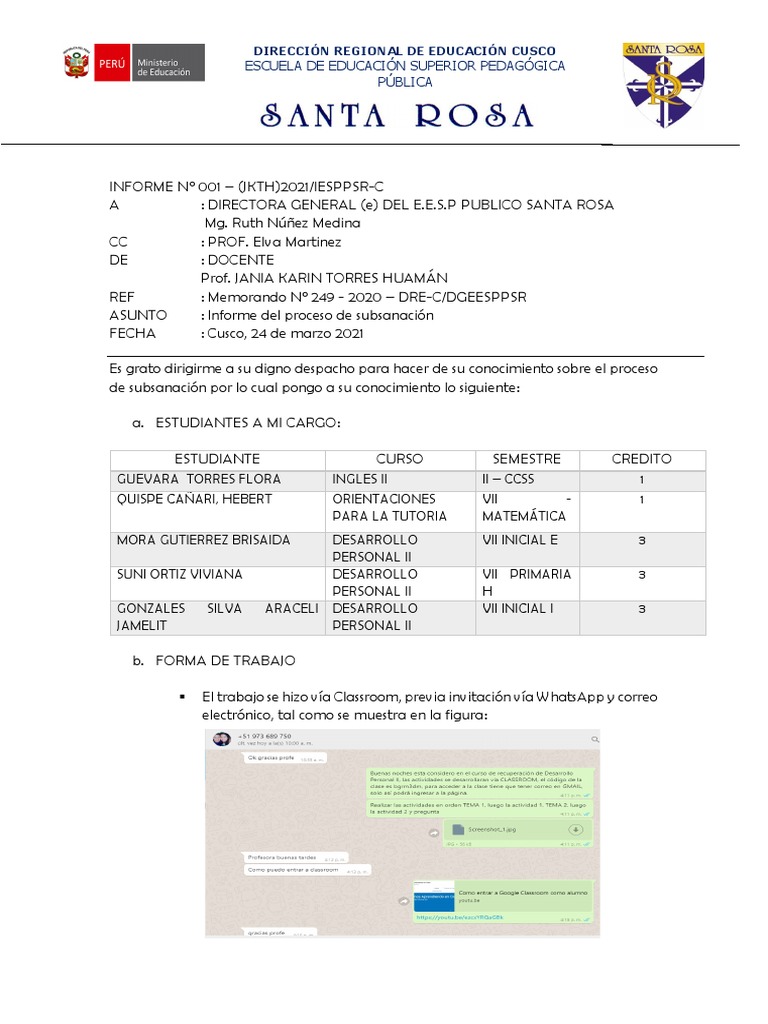 Informe de Subsanación | PDF