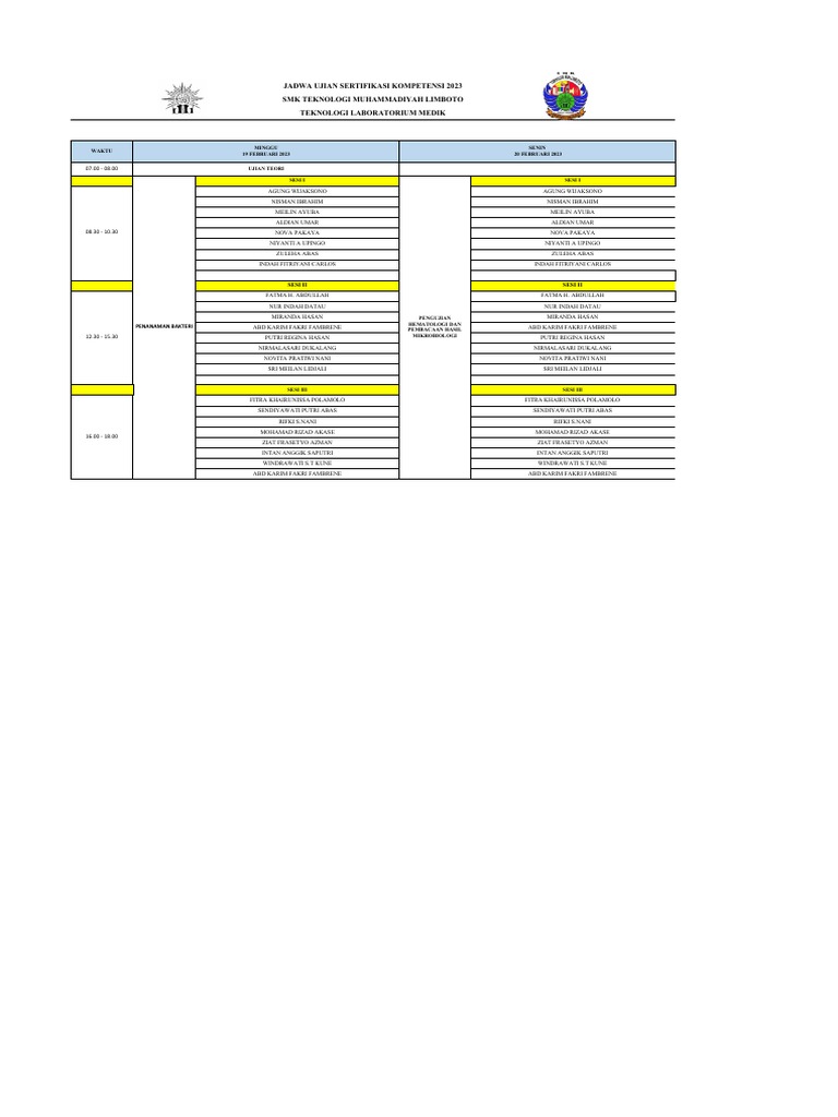 Jadwal Real Usk SMK Teknologi | PDF