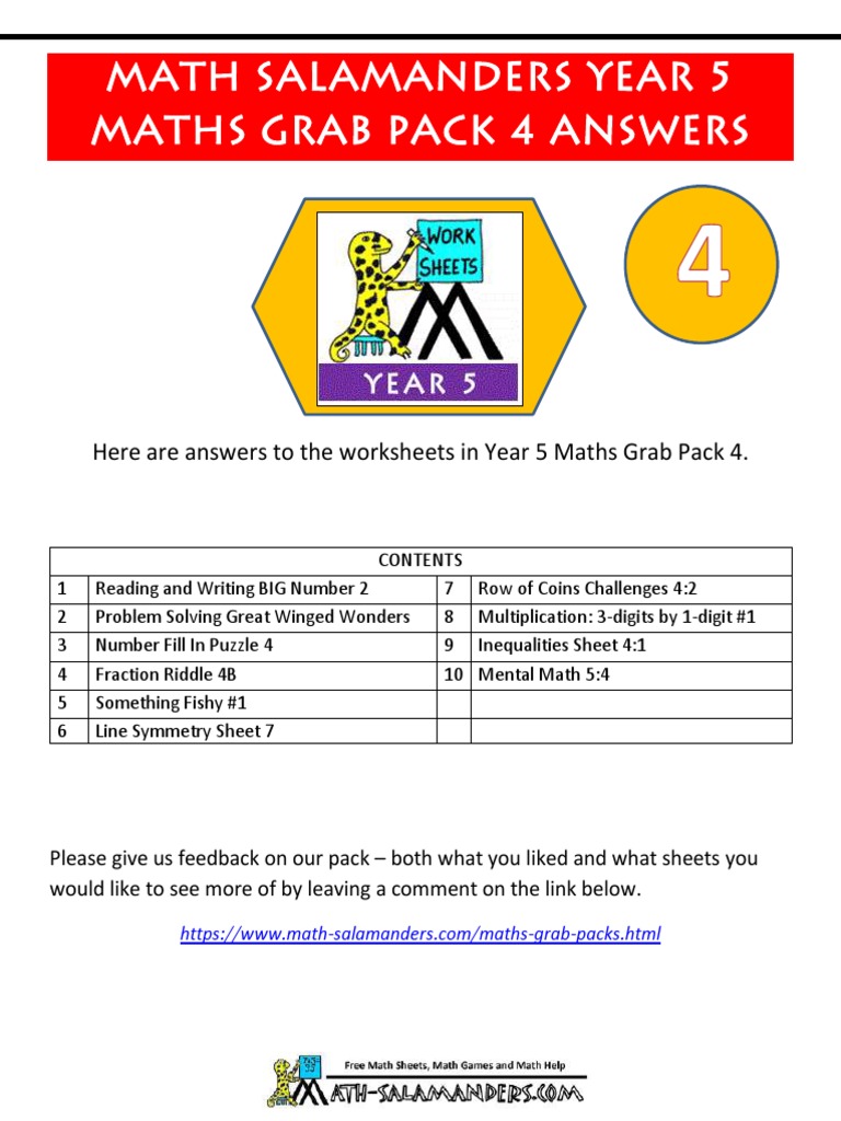 Year 5 Maths Grab Pack 4ans | PDF | Mathematics | Elementary Mathematics