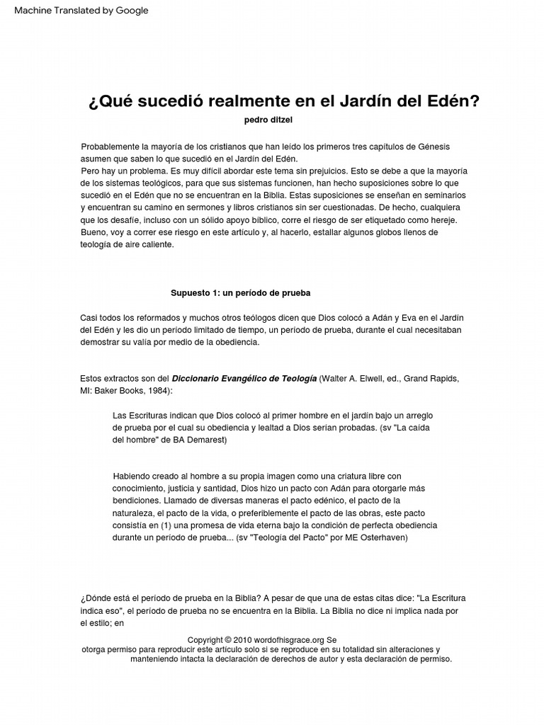 Que Sucedio en El Jardin Del Eden | Descargar gratis PDF | Jardín del ...