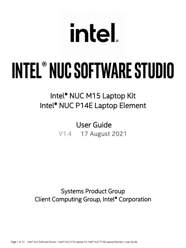 Intel NUC Software Studio User Guide-Intel NUC M15 Laptop Kit and Intel ...