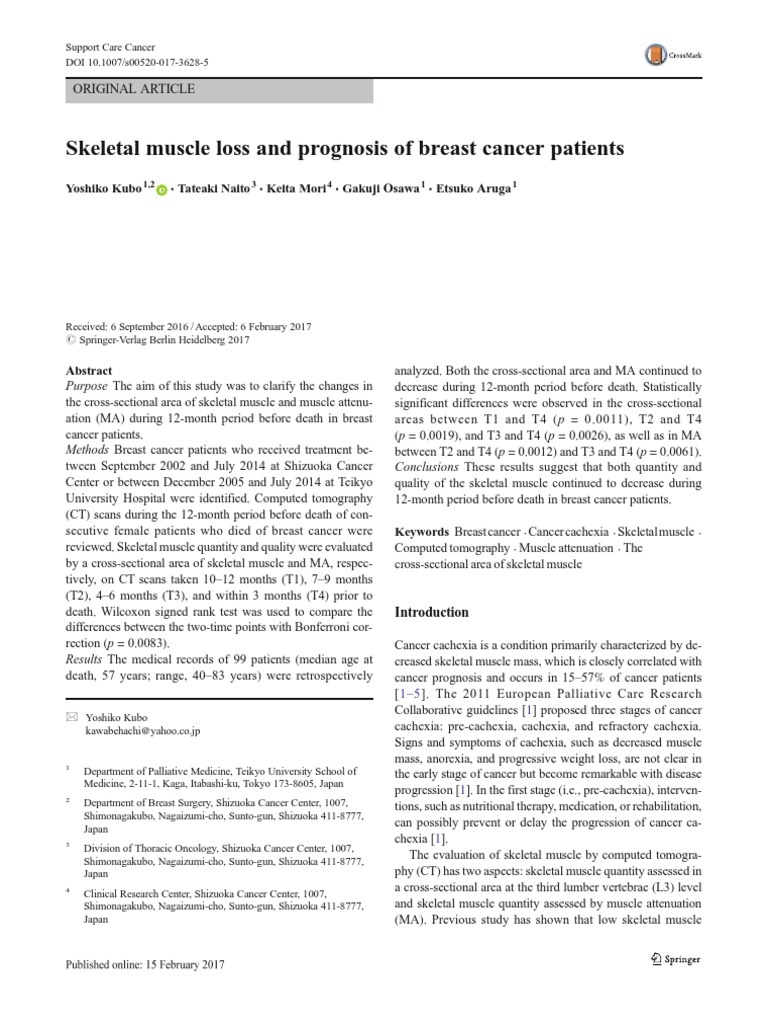 Pérdida de Músculo Esquelético y Pronóstico de Pacientes Con Cáncer de ...