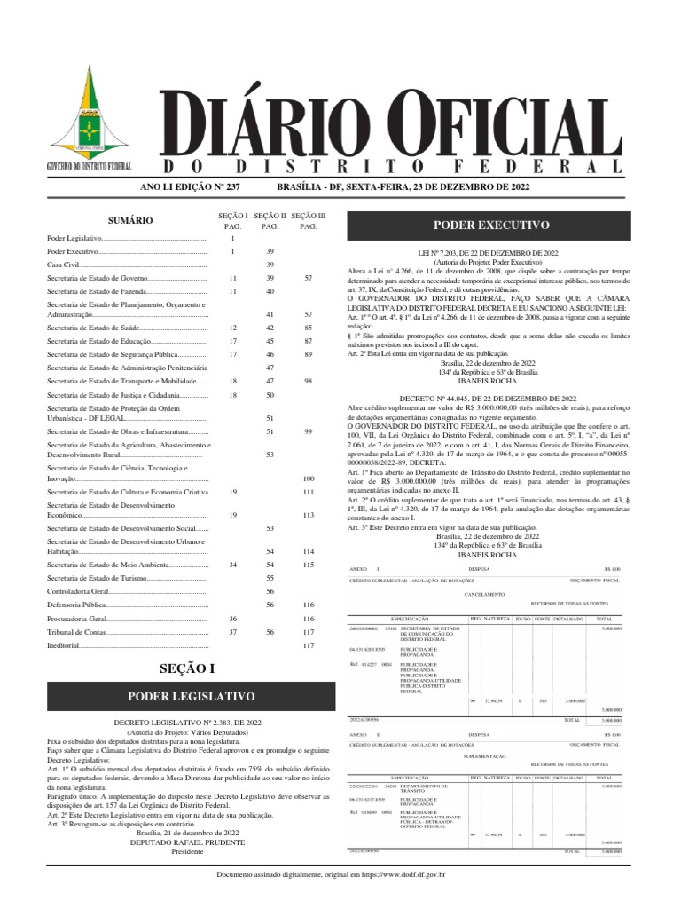 Dodf 237 23-12-2022 Integra | PDF | Promoção de saúde | Recibo