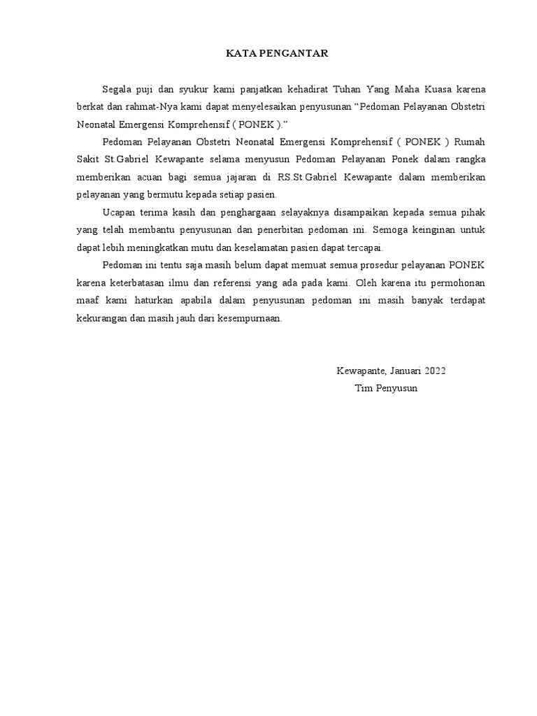Pedoman PONEK RS St. Gabriel | PDF