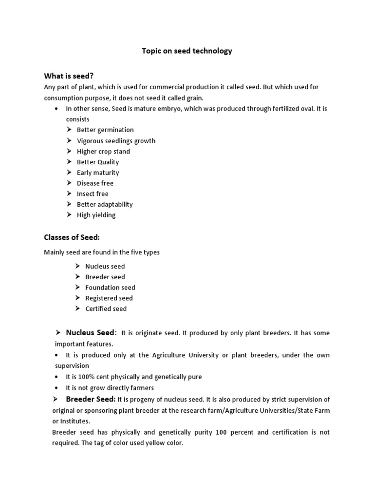 Seed Technology | PDF | Seed | Plant Breeding