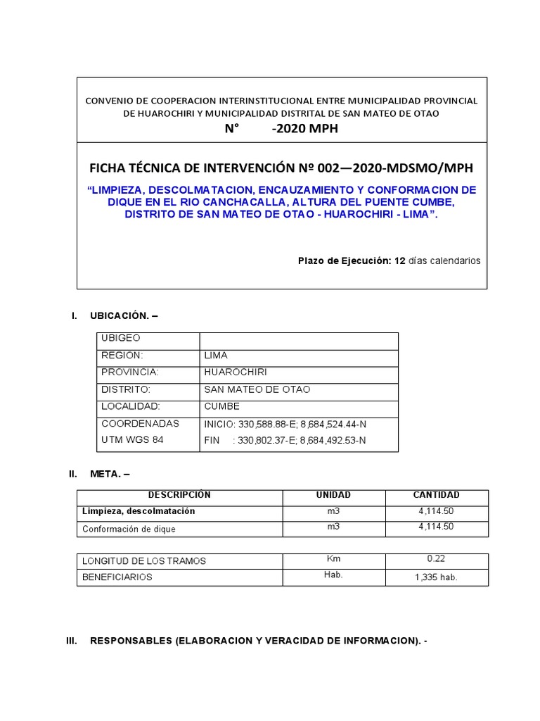 FT No.002-2020-MDSMO CUMBE | PDF | Dique