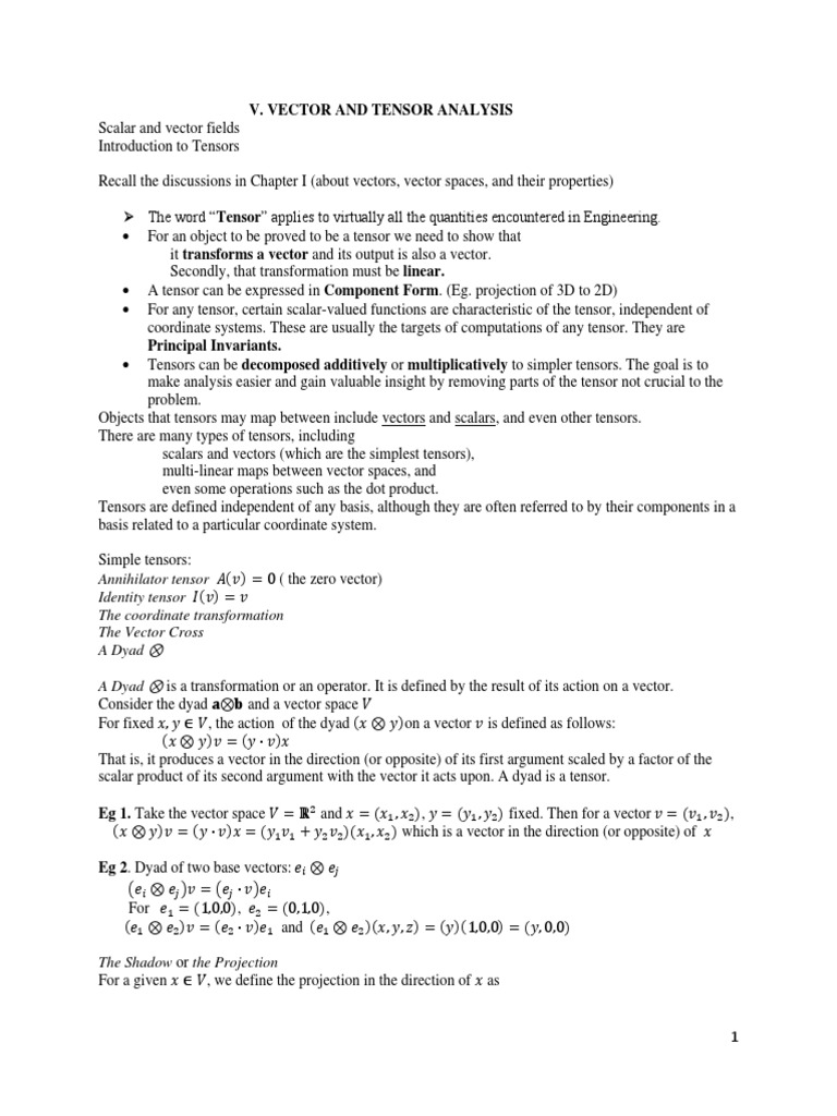 L Note V Updated Pdf Tensor Euclidean Vector