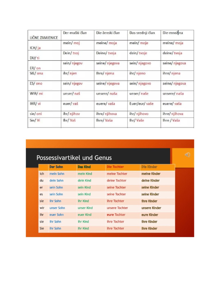 Nemacki Licne I Prisvojne Zamenice | PDF