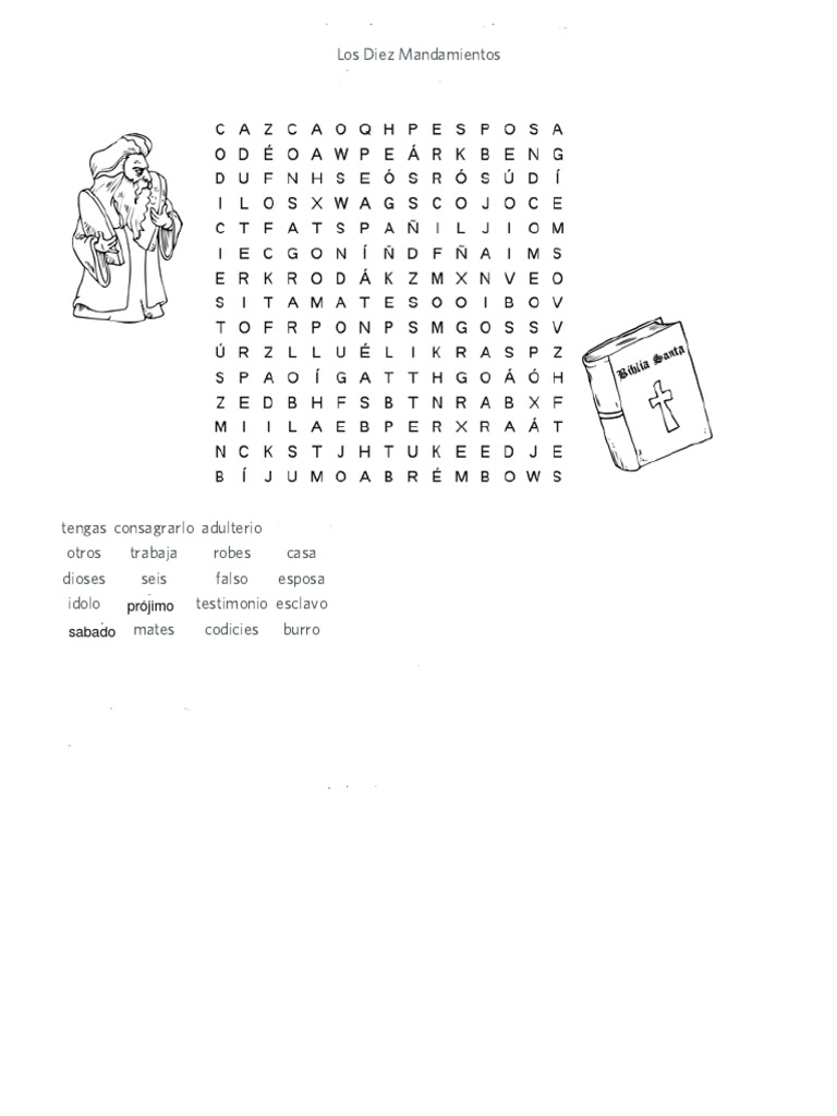 Los Diez Mandamientos Búsqueda de Palabra | PDF | Religión y espiritualidad