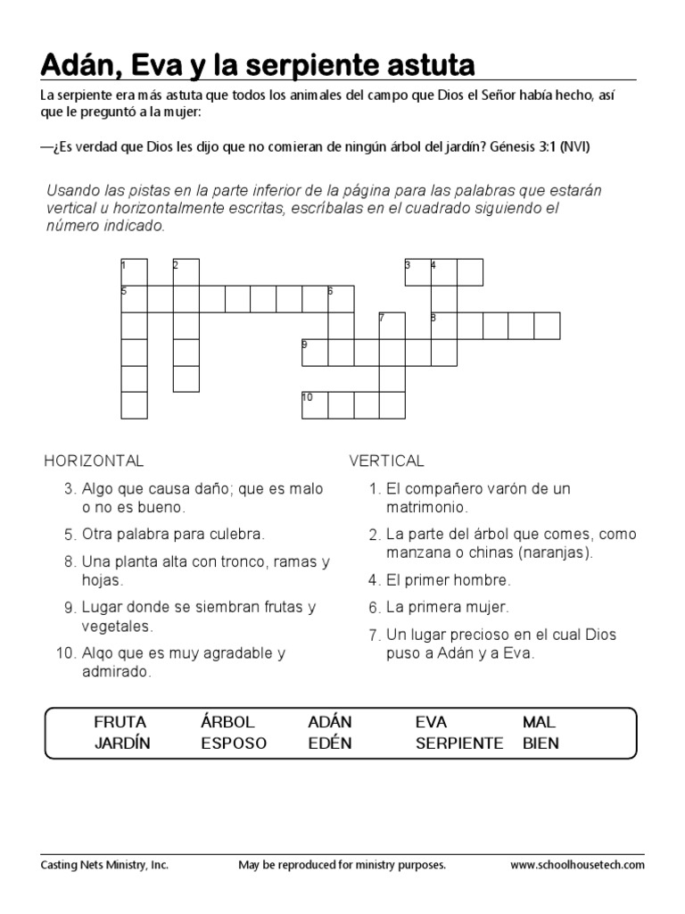 Actividad de palabras: Adán y Eva | PDF