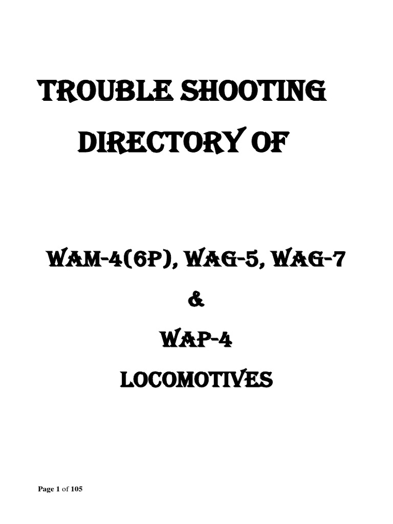 Trouble Shooting Directory of WAM-4 (6P), WAG-5, WAG-7 & WAP-4 Locomotives | PDF | Relay | Fuse ...