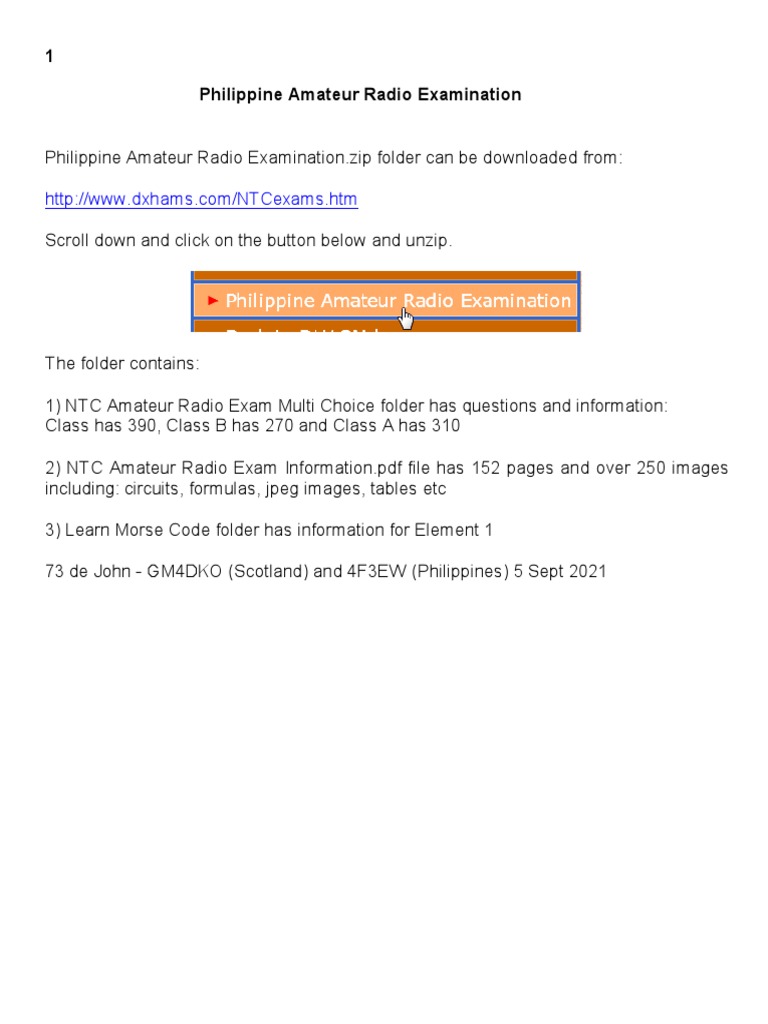 NTC Amateur Radio Examination Reviewer | PDF