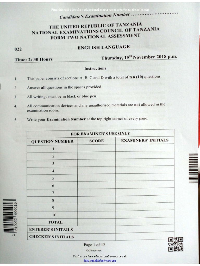 English - F2 - 2018 | PDF | Social Science