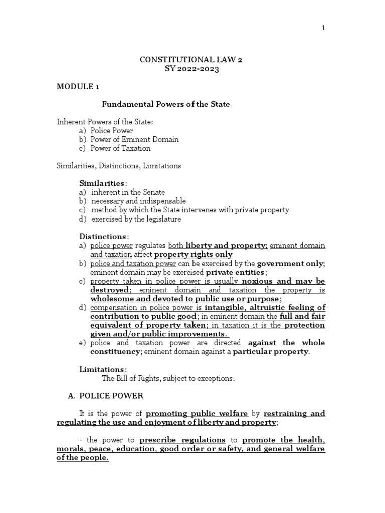 Consti Module 1 | PDF | Eminent Domain | Taxes
