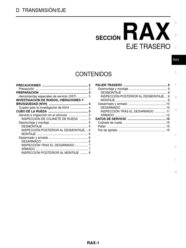 Guía de Servicio de Eje Trasero RAX | PDF | Eje | Tornillo