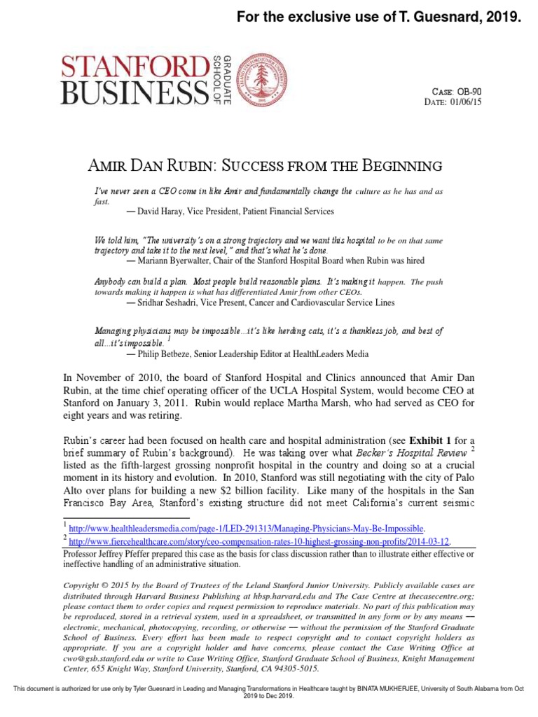 Amir Dan Rubin Success From The Beginning PDF | PDF | Hospital | Health Care