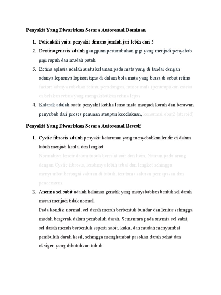 Penyakit Genetik: Dominan & Resesif | PDF | Sains & Matematika