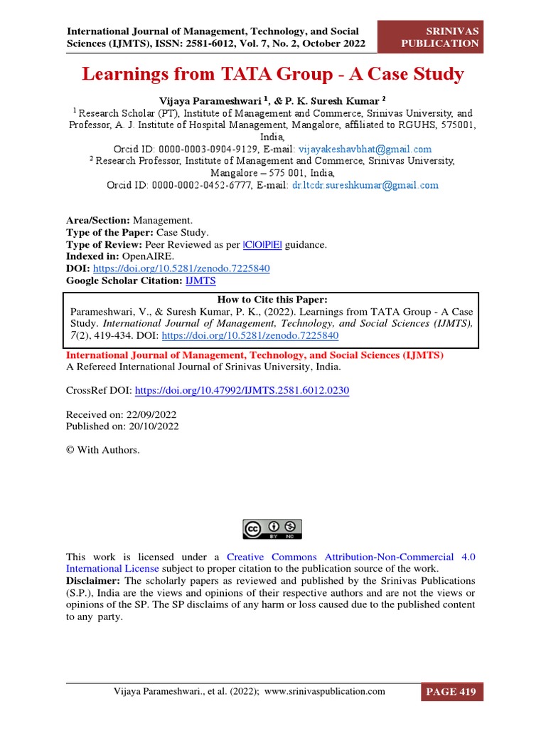 Learnings From TATA Group - A Case Study | PDF | Leadership ...