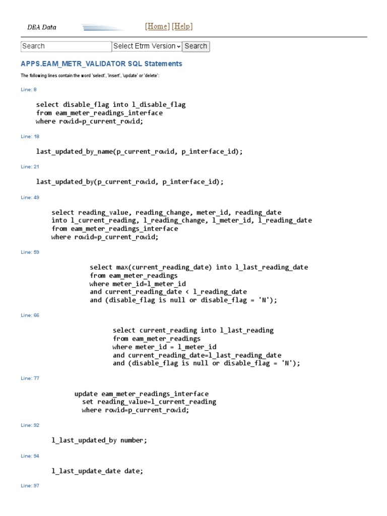 Oracle EAM SQL Statements | PDF | Software Engineering | Computer Programming