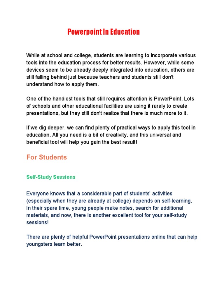 Powerpoint in Education | PDF | Teachers | Learning