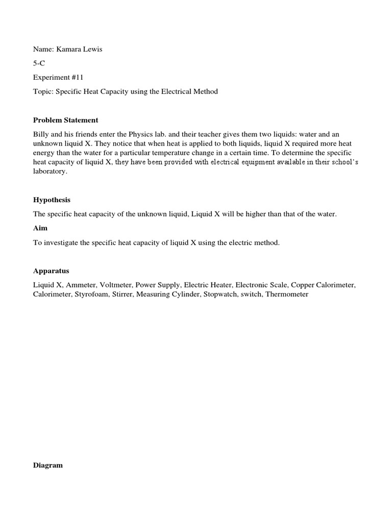 Specific Heat Capacity E M Experiment 11 Pdf Heat Temperature
