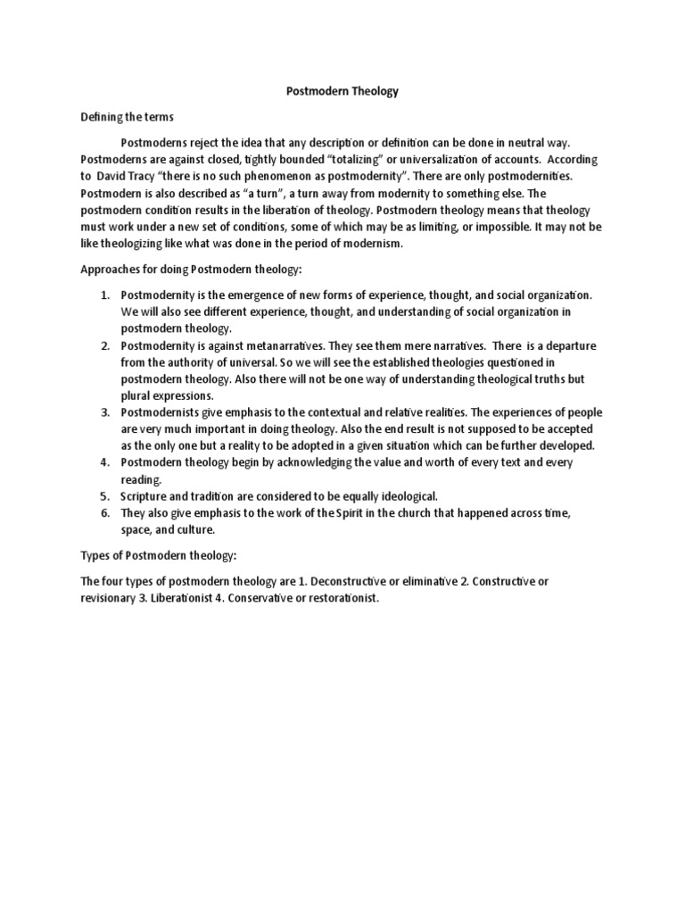 Understanding Postmodern Theology | PDF | Science & Mathematics