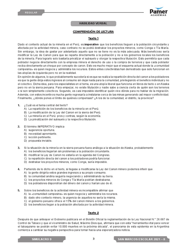 Simulacro 9 | PDF | Nicotina | Tabaco