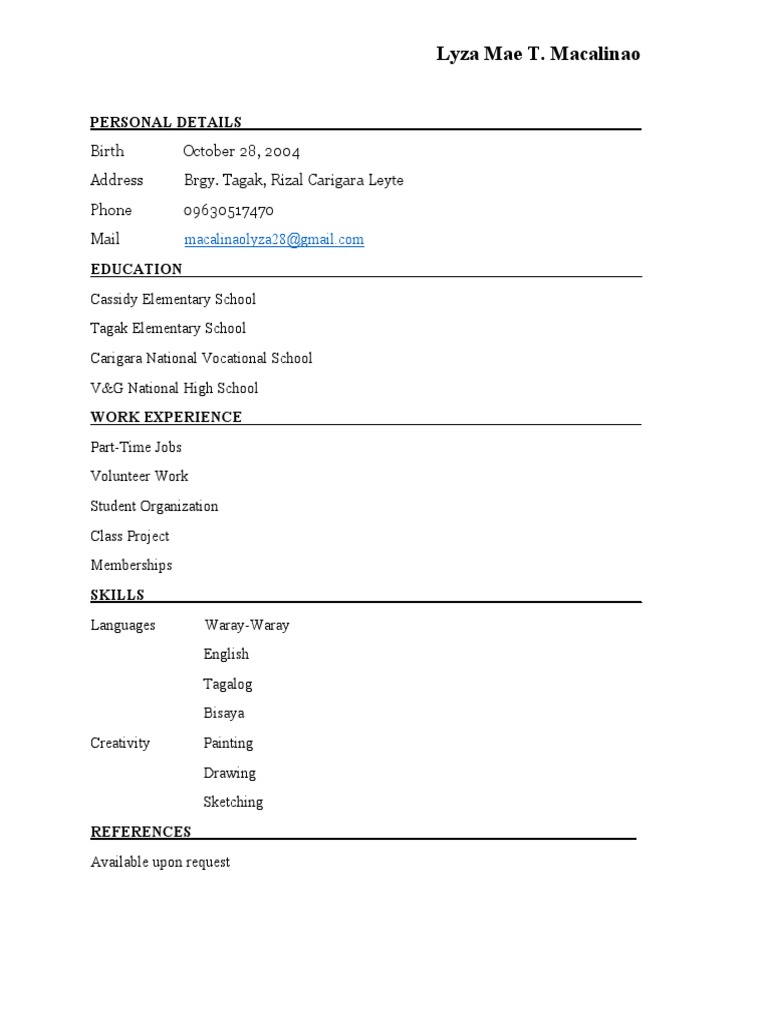 Curriculum Vitae Format | PDF