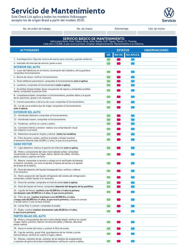 Formato Tablas de Servicio de Mantenimiento | Descargar gratis PDF | Vehículo de motor | Vehículos