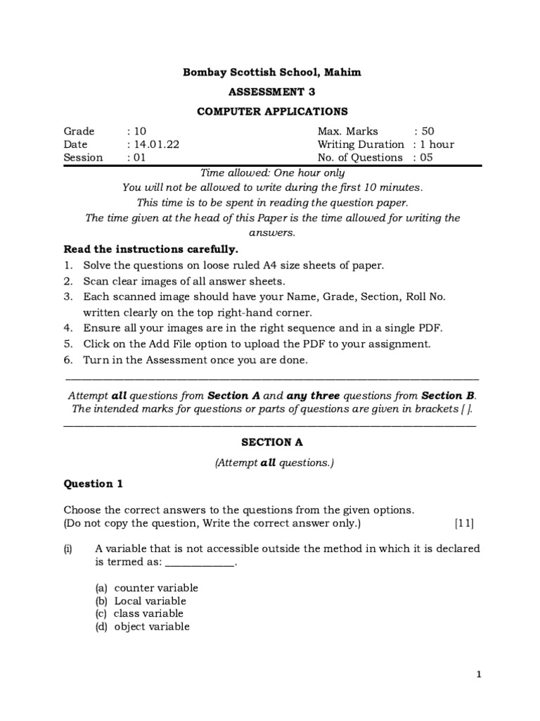 Template Grade 10 Computer Applications Assessment 3 Qp 2021 22 Pdf Data Type Boolean 0365