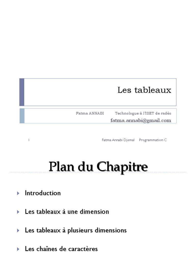 Les Tableaux | PDF | Programmation informatique | Pointeur (programmation)