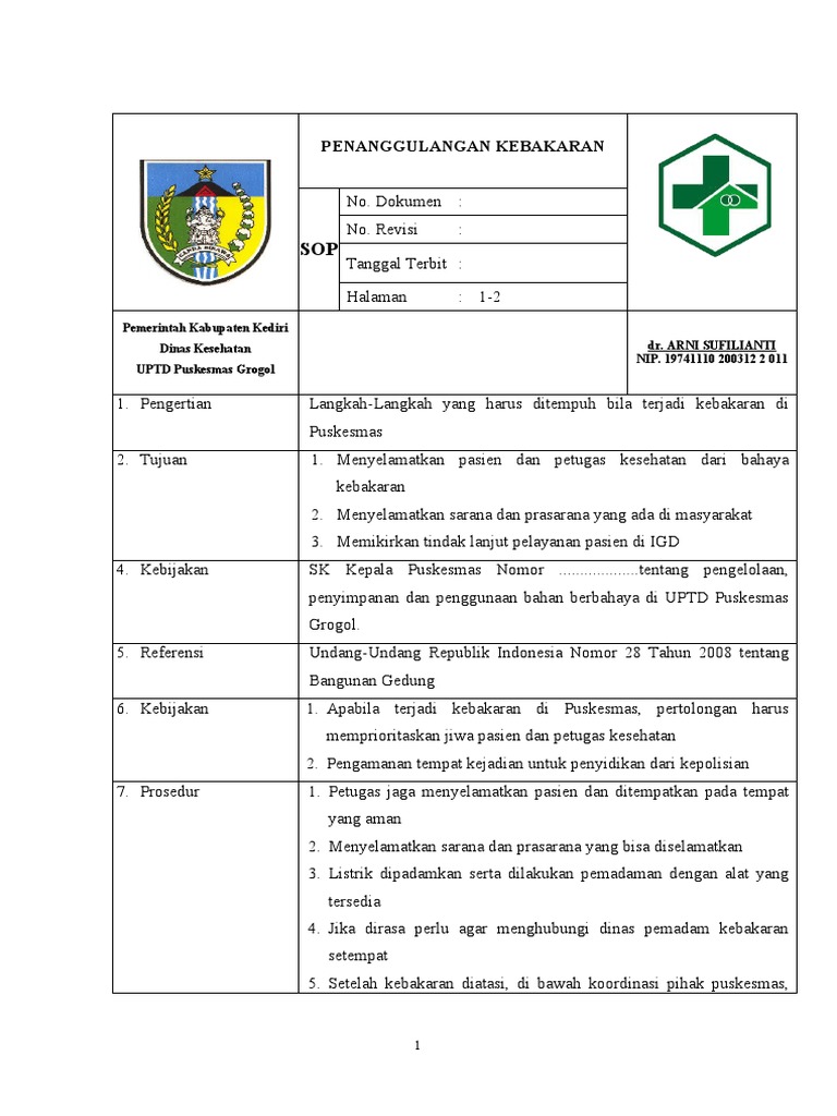 Sop Penanggulangan Kebakaran | PDF | Pengembangan Diri | Sains & Matematika