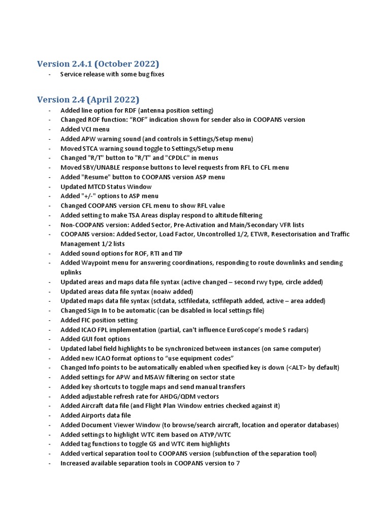 EuroScope Plugin Updates Overview | PDF | Menu (Computing) | System ...