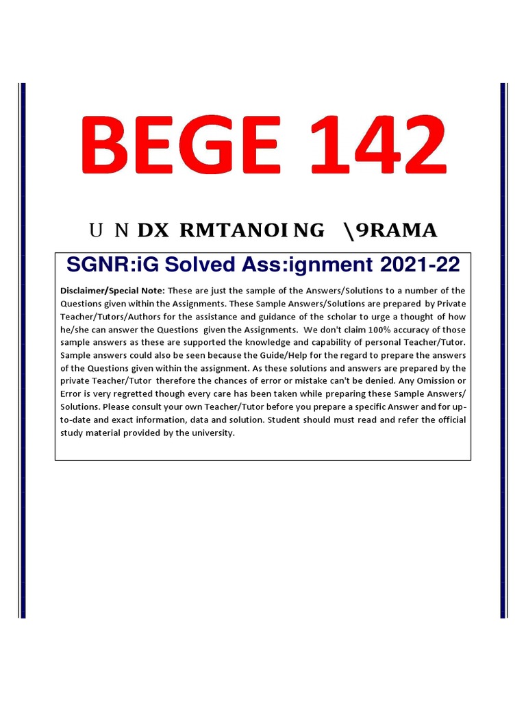 BEGE 142 Solved Assignment2021-2022 222222 | PDF BEGE 142 Solved Assignment2021-2022 222222 | PDF