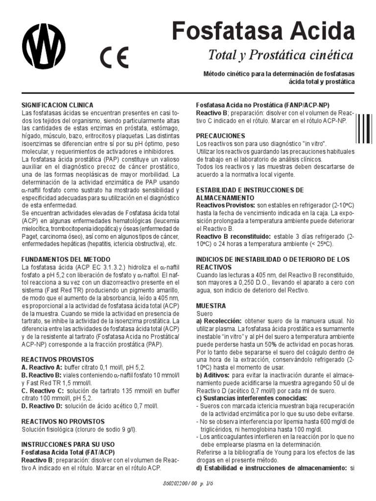 Método cinético para fosfatasas ácidas | PDF | Química