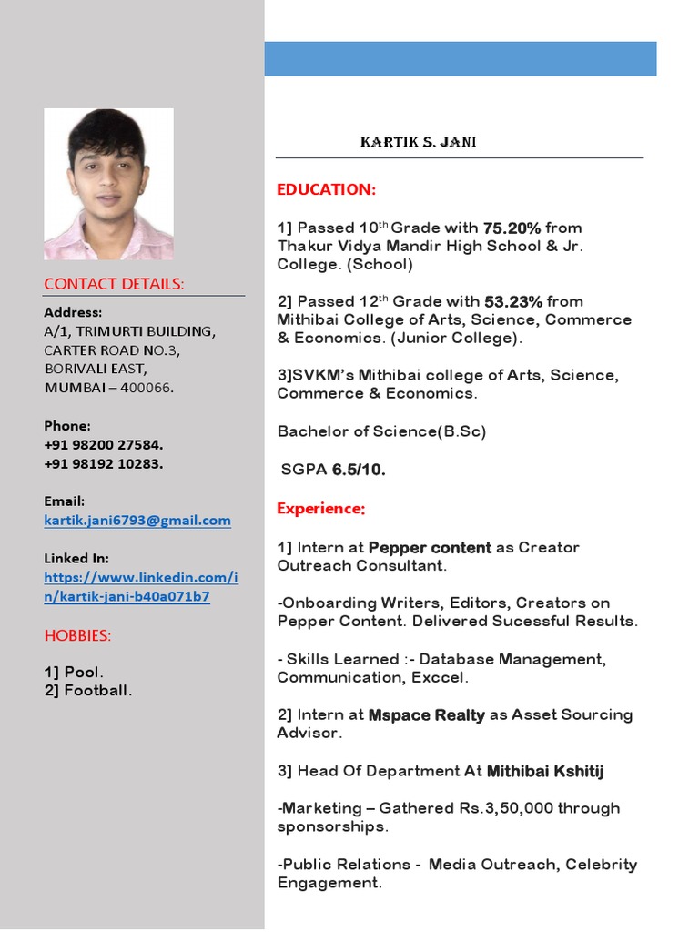 KARTIK JANI CV Updated | PDF