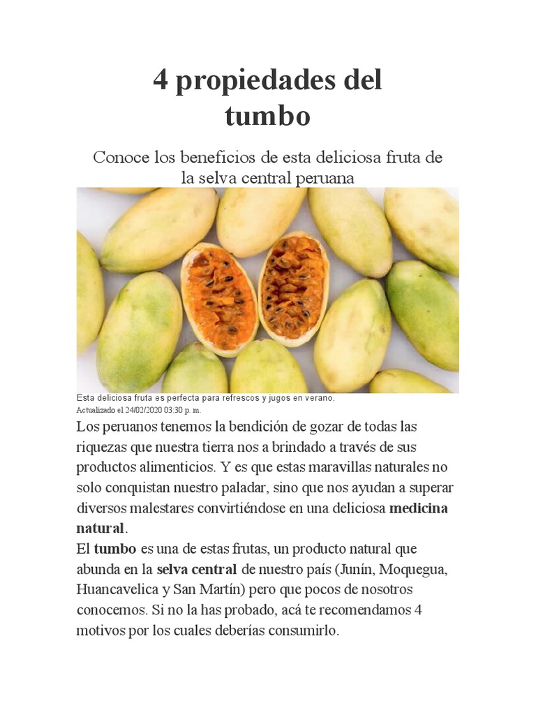 Beneficios del tumbo para la salud | PDF | Cocina, comidas y vino ...