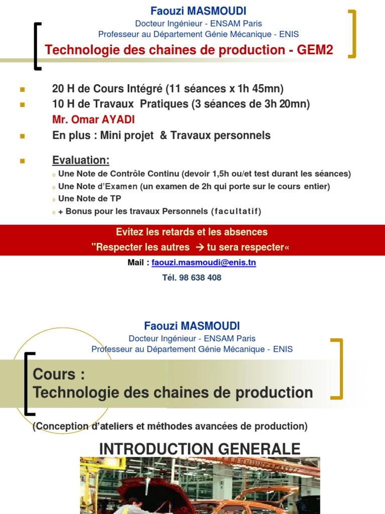 CH1 1 Cours Chaine de Production 1 | PDF | Inventaire | Automatisation