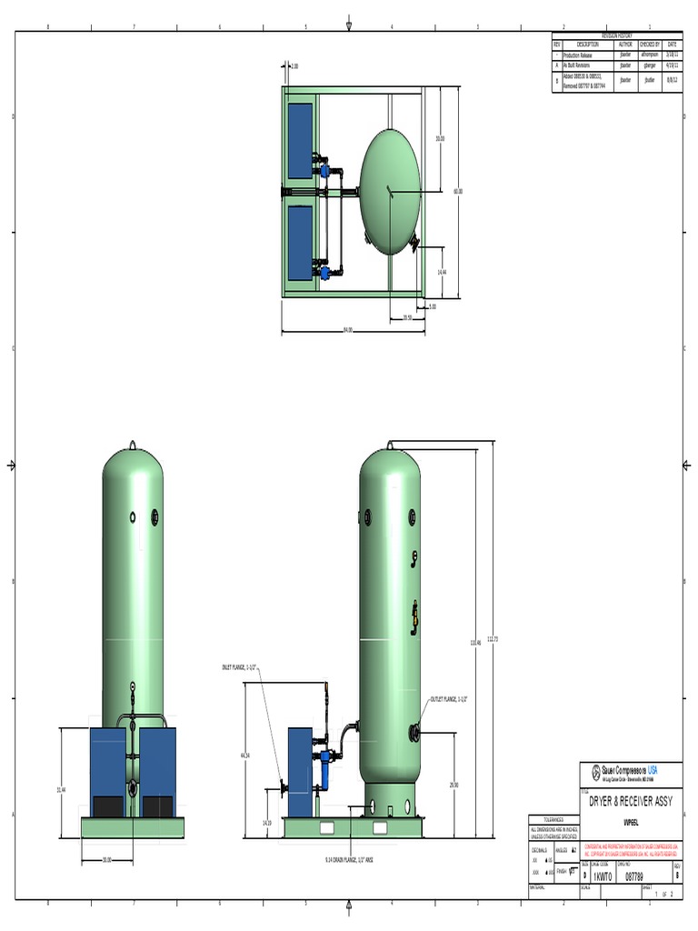 DWG - 087789 REV. B - DRYER & RECEIVER SKID, 8-8-12 PDF | PDF | Pipe ...