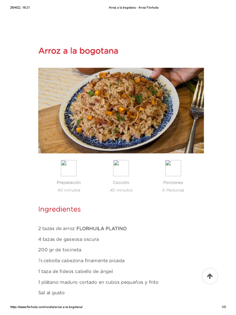 Arroz A La Bogotana - Arroz Florhuila | PDF | Cocina europea | Comida regional y étnica