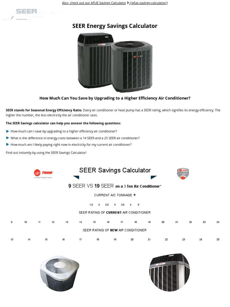 SEER Energy Savings Calculator For Air Conditioners | PDF | Air ...