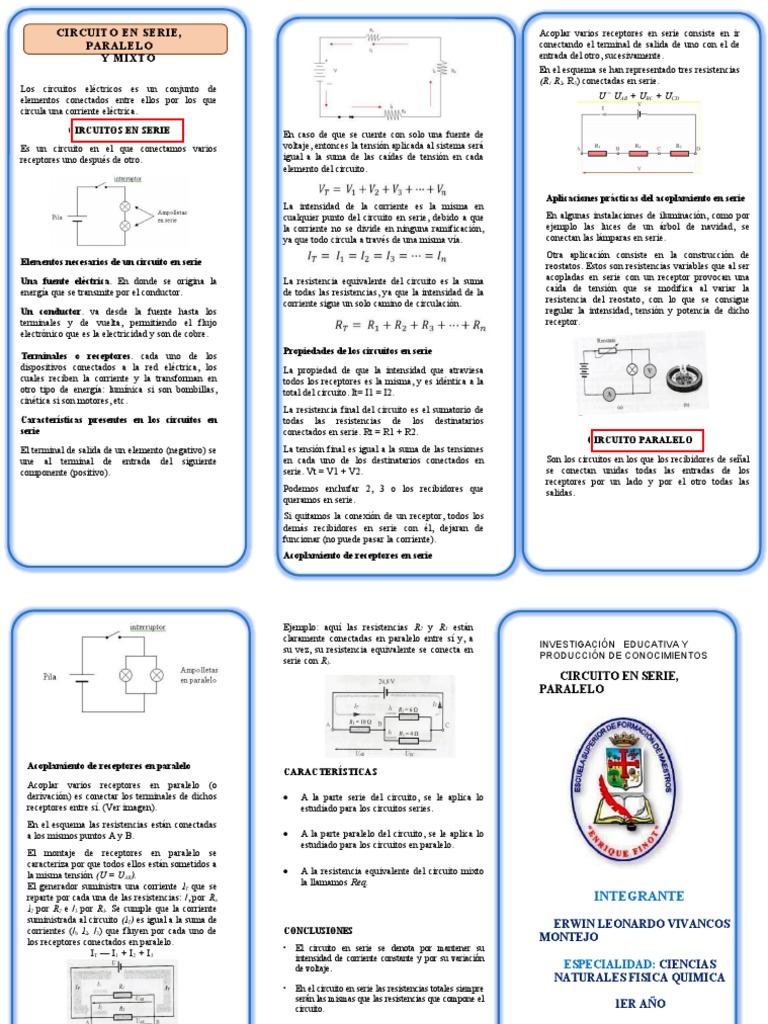 Triptico Circuitos Electricos | PDF | Corriente eléctrica | voltaje