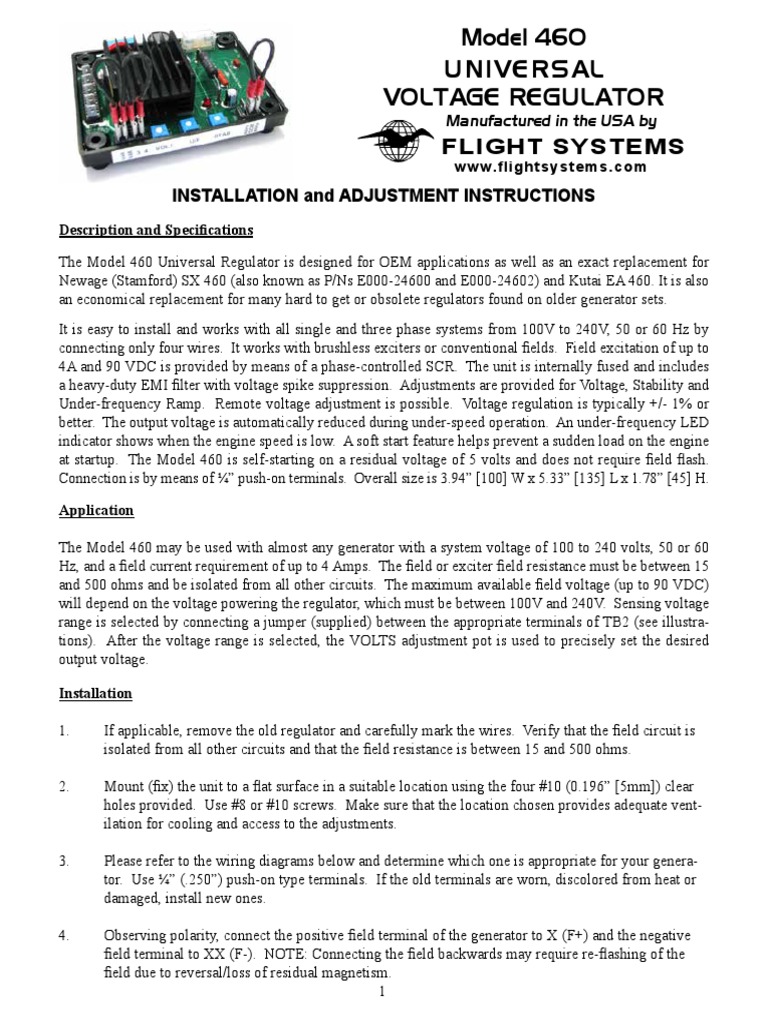 Model 460 Manual | PDF | Voltage | Electric Generator